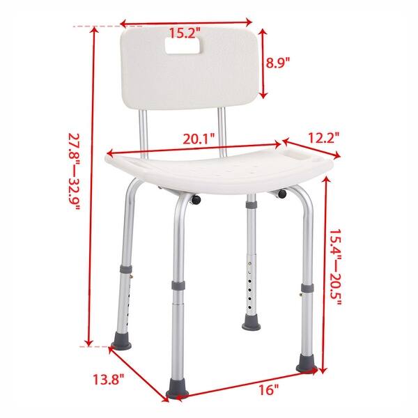 EPOWP Adjustable Round Shower Chair Seat Bench with Removable Back ...