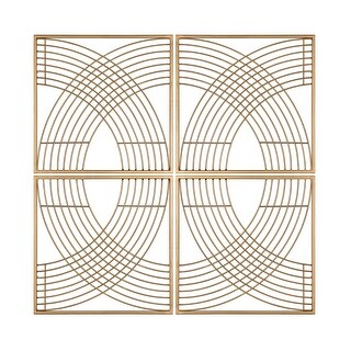 Set of Four Gold Metal Line Design Wall Décor - Bed Bath & Beyond ...