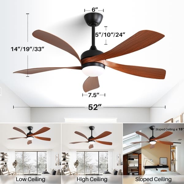 52" Morden Plastic Blades Ceiling Fan with Remote Control and ...