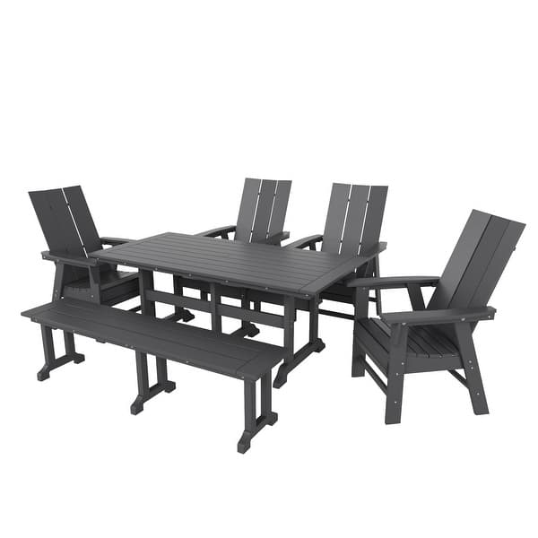 Polytrends Shoreside 6-Piece Rectangular Poly Eco-Friendly All Weather Outdoor Dining Set with ...