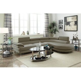 Living Room Furniture Sectional Sofa 2pc Set Faux Leather Flip-up Headrest - Bed Bath & Beyond ...
