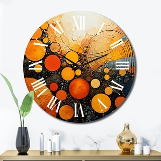 Designart "Fiery Fusion III" Abstract Collages Oversized Wall Clock ...