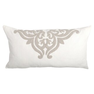 Lenz 20 X 36 Lumbar King Pillow Sham, Hand Stitched Ivory Damask ...