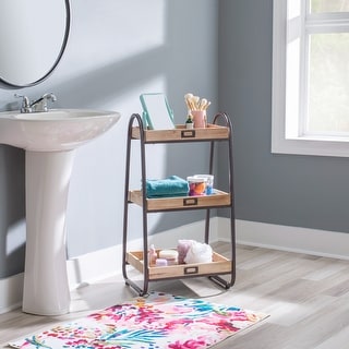 3 Tier Wooden Storage Shelf - 32.5" - Brown and Black - Bed Bath ...