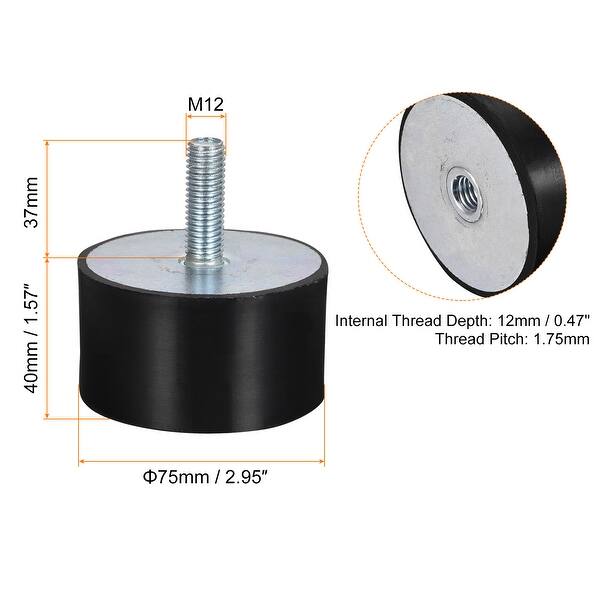 Rubber Mounts 2pcs M12 Male/Female Vibration Isolator Shock Absorber ...
