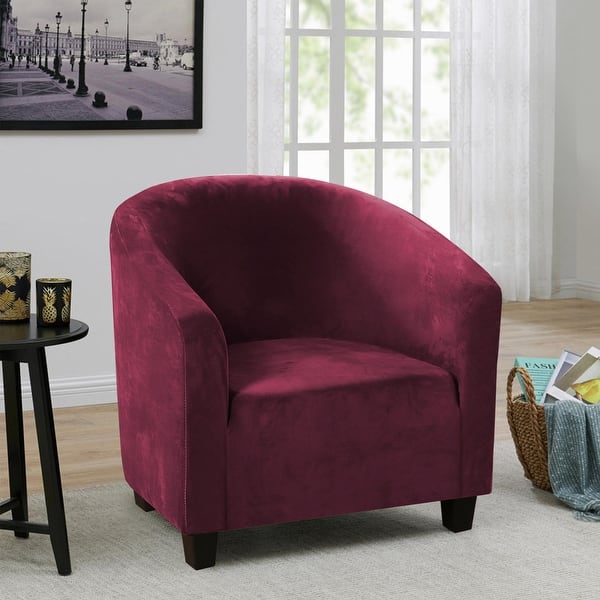 Stretch Velvet Club Chair Cover Living room Tub Chair Armchair Cover ...