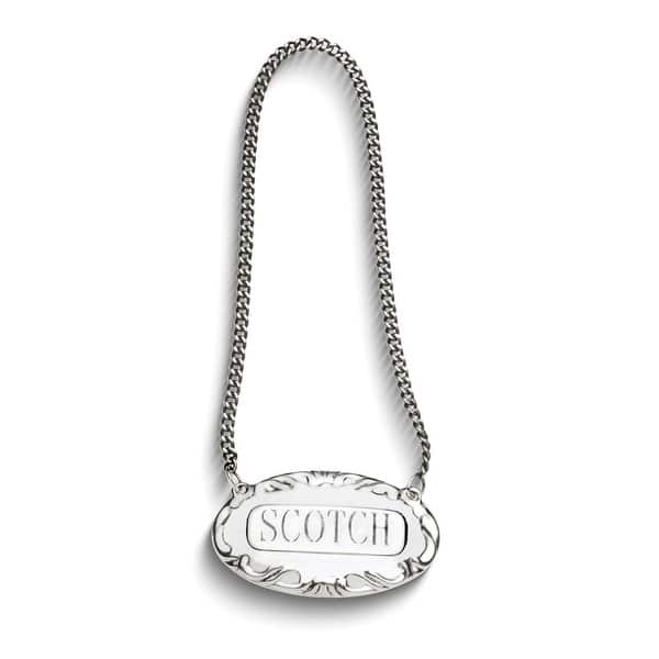 Curata Empire Sterling Silver Scotch Liquor Label with 8 Inch Chain ...
