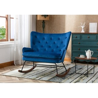 High Back Rocking Chiar Nursery, Comfortable Rocker Padded Seat, Modern ...