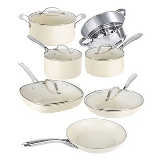 Gotham Steel Cream 12 Piece Pots and Pans Ultra Nonstick Ceramic ...