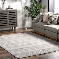 Brooklyn Rug Co Light Grey Aztec Print Area Rug - Bed Bath & Beyond ...