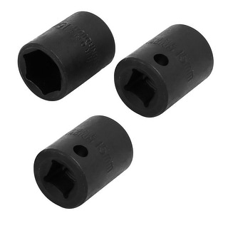3/8-inch Square Drive 15mm 6 Point Hex Socket Impact Adapter Black 3pcs ...