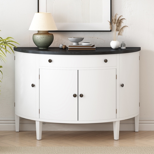 47 Curved Adjustable Accent Cabinet Modern Sideboard Buffet Cabinet with Doors Drawer for Living Room Kitchen Dining Room On Sale Bed Bath Beyond 40506857