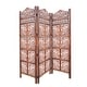3 Panel Mango Wood Screen with Intricate Cutout Carvings, Brown - Bed ...