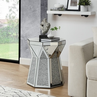 Mirrored Accent Table Console Table Snack Table with Glamorous Silver ...