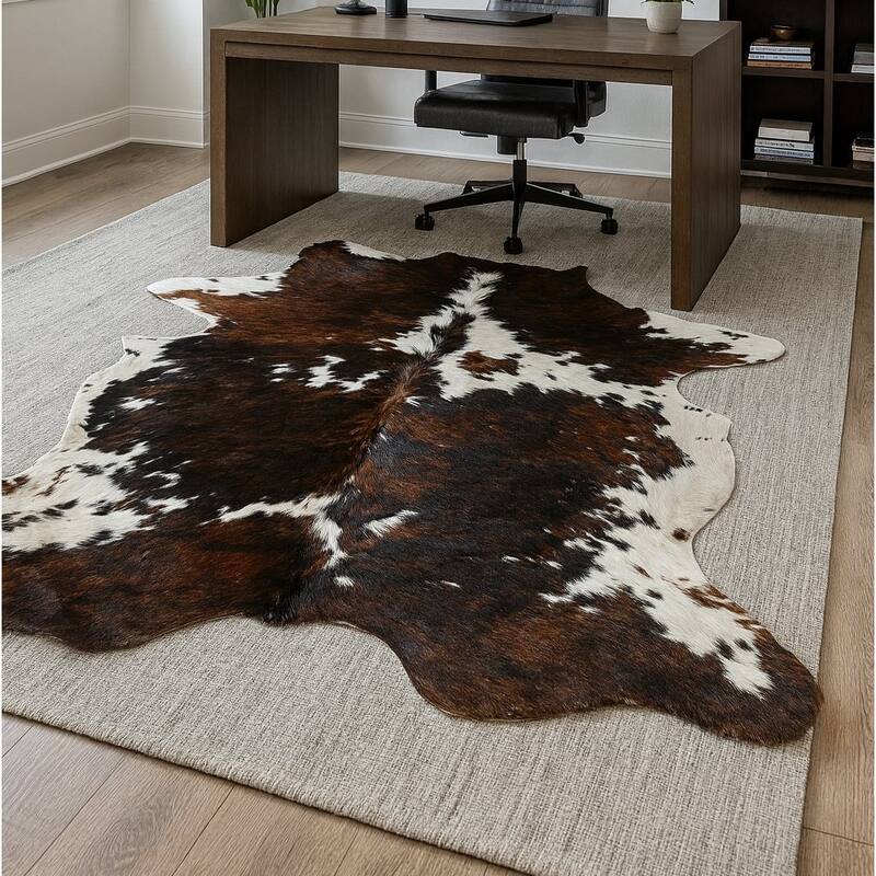 6' x 7' Feet Brindle Tri-Color Cowhide Brown Black White Handmade Soft ...