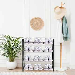 4-Tier Stackable Shoe Rack, Sturdy Shelf Storage for Bedroom, Entryway ...