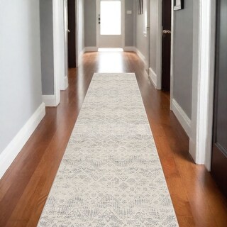 2’ X 10’ Ivory Distressed Ikat Pattern Runner Rug - Bed Bath & Beyond ...