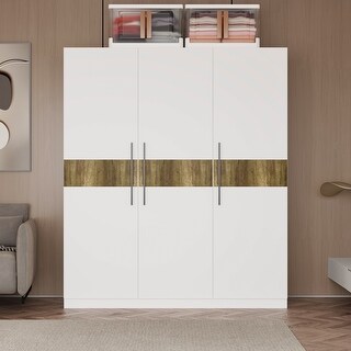 Rustic Accent Armoire Wardrobe with Hanging Rods and Drawers Closet ...