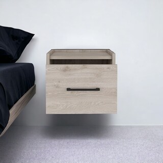 HomeRoots 10" Gray One Drawer Faux Wood Floating Nightstand - Bed Bath ...