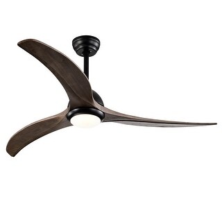 52" Ceiling Fan, Solid Wood Blades Ceiling Fan With Light with Remote ...