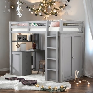 Flexible Design Twin size Loft Bed with Drawers,Desk,and Wardrobe - Bed ...