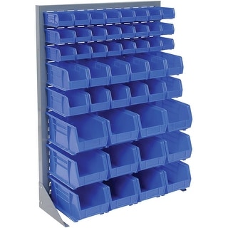 Louvered Bin Rack With (24) Blue Stacking Bins, 35"W x 15"D x 50"H ...