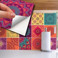 Walplus Colorful Mandala Tile Stickers Peel and Stick Wall Sticker ...