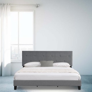 Modern Style bed base Grey bed platform Fabric - Bed Bath & Beyond ...