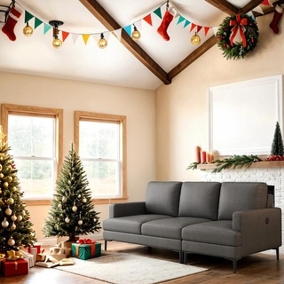 77" Luxury Genuine Leather Match Contemporary Sofa With Usb Charger,3 ...