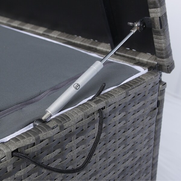 Rattan garden storage box grey store