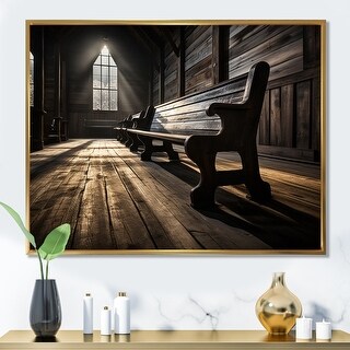 Designart "Church Bench Contemplation" Spiritual Framed Wall Art Living ...