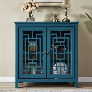 Teal Blue Storage Sideboard Cabinet Buffet with 2 Doors - Bed Bath ...