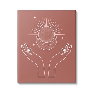 Stupell Lunar Solar Hands Reaching Stars Astral Design Canvas Wall Art ...
