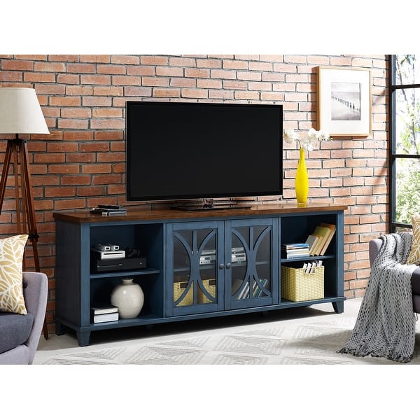 Bailey 80" TV Console, Entertainment Stand, Wood Accent Cabinet, Rich ...