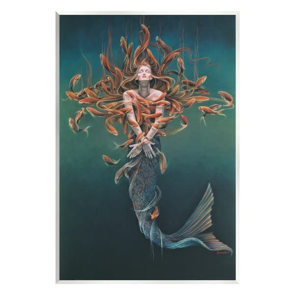Stupell Mermaid Fish Swirling Painting Wall Plaque Art by Sheila Wolk ...