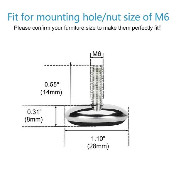 M6 x 14 x 28mm Leveling Feet Adjustable Leveler for Cabinet Leg 16pcs ...
