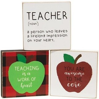 3 Assorted Teacher Square Block Decorative Wooden Blocks for Classroom ...