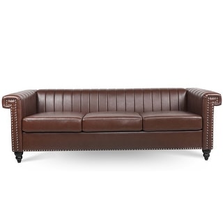 82.5" Traditional Luxury 3 Seater Sofa, PU Leather Sofa, Accent Sofa ...