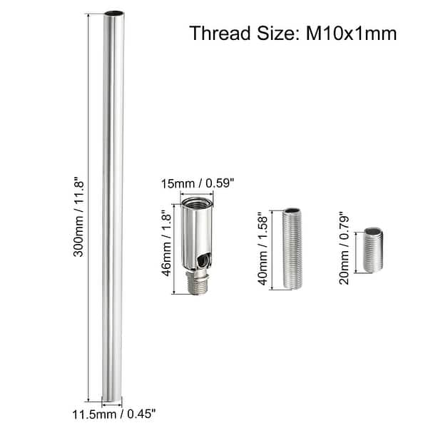 Threaded Extension Rod Kit, M10 Thread with Sloped Ceiling Adapter ...