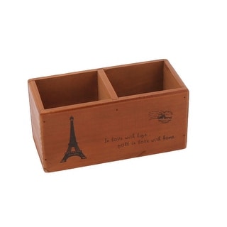 Wood 2 Compartments Remote Control Sundries Storage Organizer Holder ...