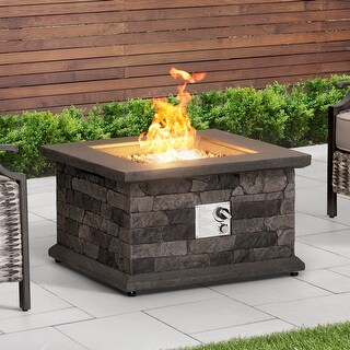 Sunjoy Smokeless Fireplace Outdoor Propane Gas Slate Square LP ...