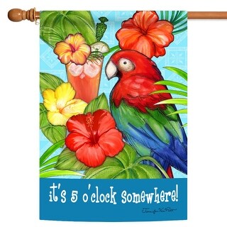 Red and Blue Floral Macaw Outdoor House Flag 40" x 28" - Bed Bath ...