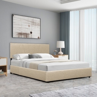 Queen Size Upholstered Linen Platform bed with a Hydraulic Storage ...