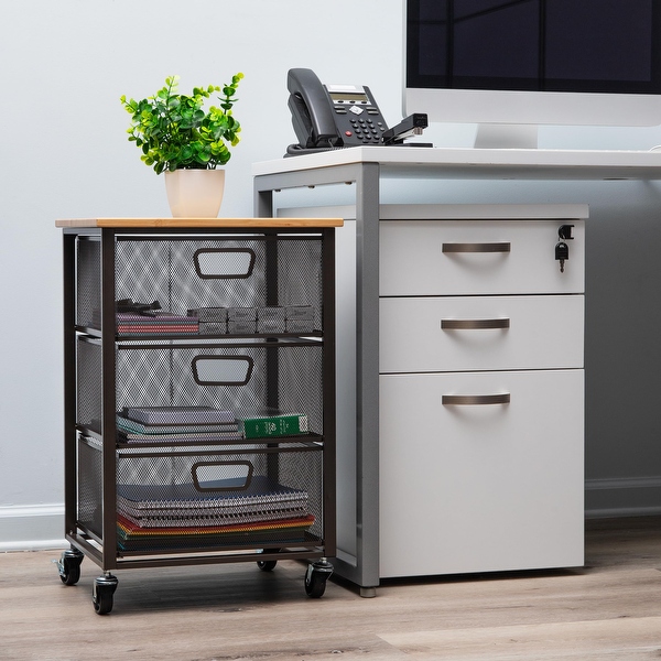 Storage Cart with Drawers Office Organizer Storage Bathroom Metal Mesh 15.75 L x 13 W x 24.25 H Black Bed Bath Beyond 42429201