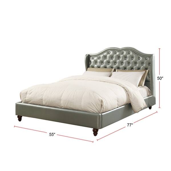 Faux Leather Upholstered Bed With Button Tufted Design - Bed Bath ...