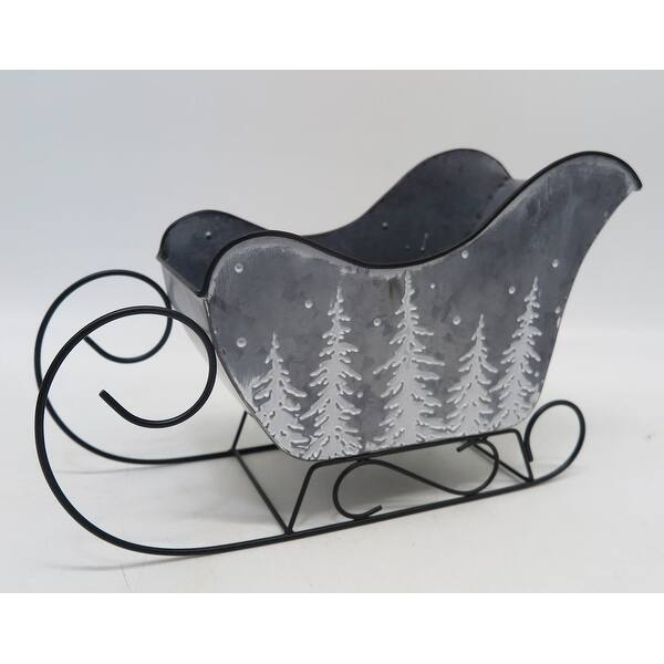 Silver With White Trees Metal Sleigh - Bed Bath & Beyond - 36878973