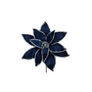 Set of 12 Blue Velvet Poinsettia Artificial Christmas Picks 14" - Bed ...