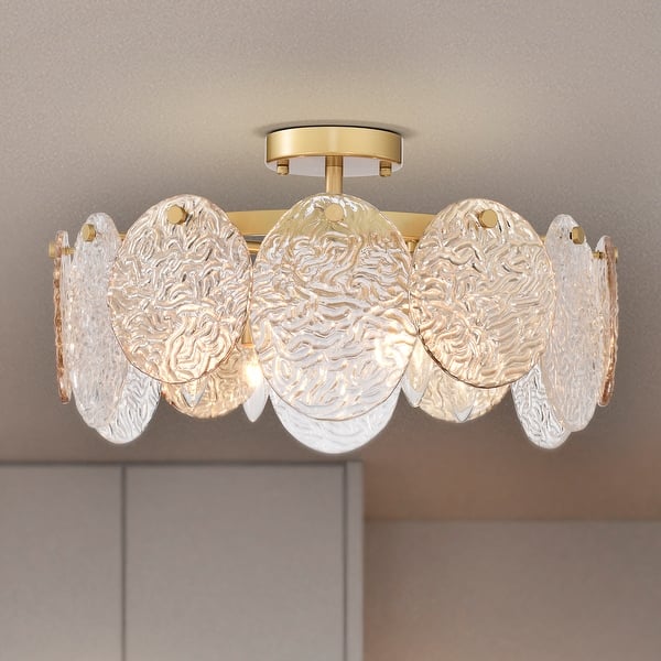Fawne 18-inch 4-light Matte Gold Semi-Flushmount Ceiling Lamp with ...