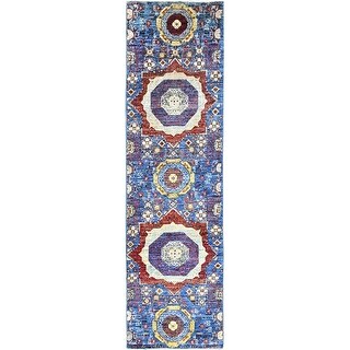 Shahbanu Rugs Cobalt Blue Hand Knotted Natural Wool 14th Century Mamluk ...