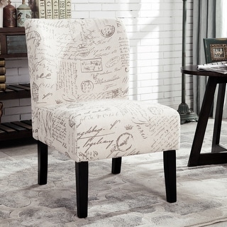 Capa English Letter Print Fabric Armless Contemporary Accent Chair ...